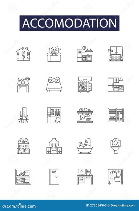 Accomodation Line Vector Icons And Signs Room Hotel Accommodation