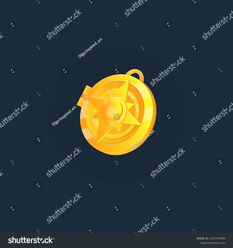 Golden Compass Icon Artifact Casual Game Stock Vector Royalty Free