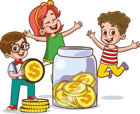 Niños Y Muchachas Son Poniendo Dinero Dentro El Cerdito Banco