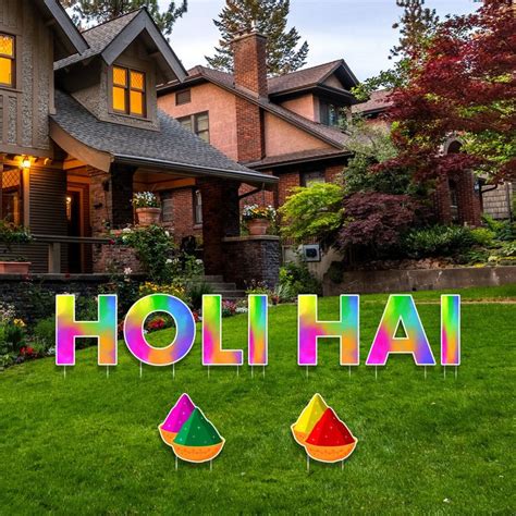 Holi Hai Yard Sign Cutout Happy Holi Yard Decorations Festival Of Colors Holi Yard Sign Letters