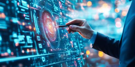 An Analyst Using A Smart Screen To Study Financial Data In A Corporate