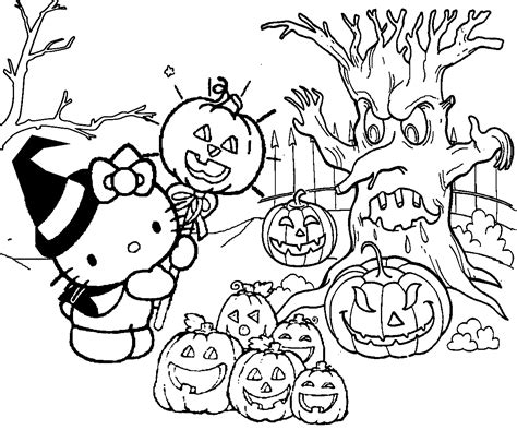 Hello Kitty Halloween Coloring Page Printable