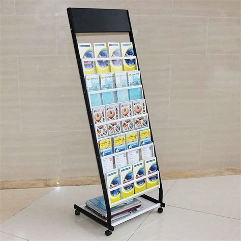 Floor Standing Magazine Rack With 6 Pockets And Wheels Heavy