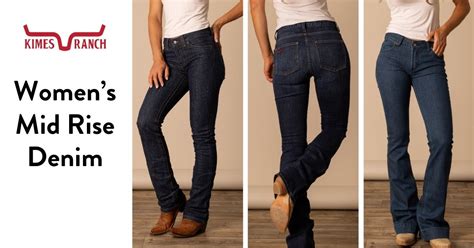 Womens Mid Rise Jeans Classic Fit Modern Style Kimes Ranch
