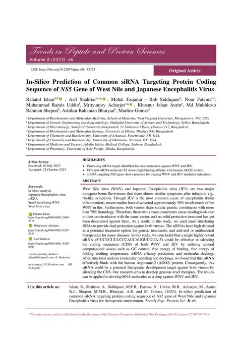 Pdf In Silico Prediction Of Common Sirna Targeting Protein Coding