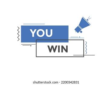 You Win Text Button You Win Stock Vector Royalty Free 2200342831