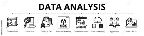 Data Analysis Line Banner Web Icon Set Vector Illustration Data