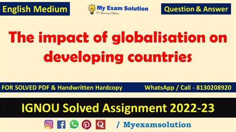 The Impact Of Globalisation On Developing Countries My Exam Solution