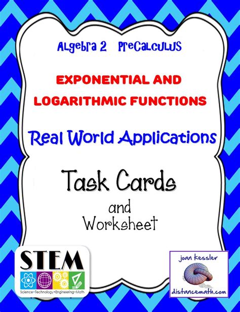 Algebra 2 Precalculus Applications Log Equations Task Cards Worksheet