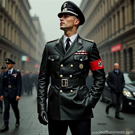 Realistic Style Of A Nazi Officer Wearing Uniform Suite Military Black