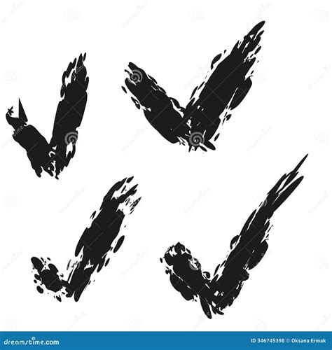 Sketched Check Marks Tick Symbols Checkmark Signs Cartoon Vector