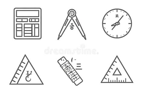 Illustrations Of Mathematical Tools Depicted In A Minimalistic Style