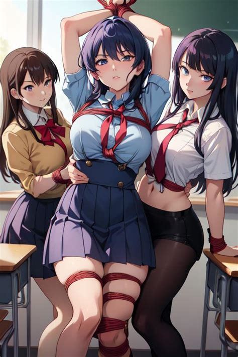 Anime Schoolgirl Tied In Classroom By Classmates By Animebondageart On