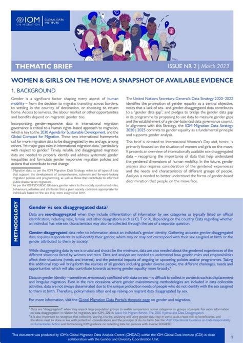 Gdi Thematic Brief On Women And Girls On The Move Migration Data Portal