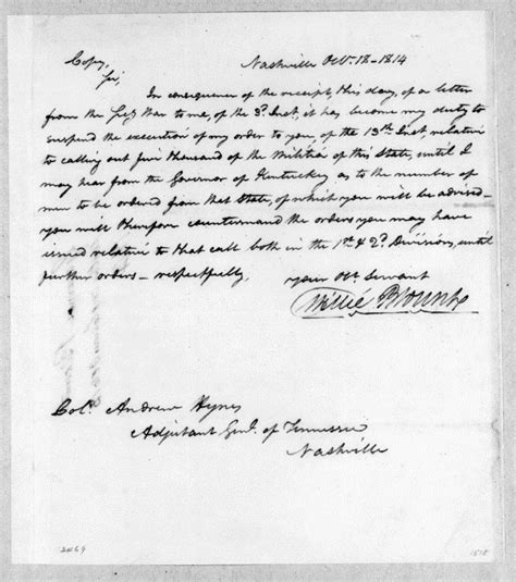 Andrew Hynes To Willie Blount December 30 1814 Library Of Congress