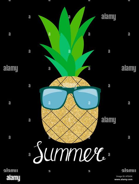 Pineapple In Glasses Summer Concept Stock Vector Images Alamy