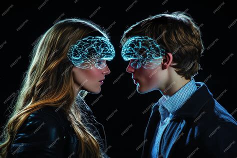 Neuronal Gear Neural Function Artistic Portrait Of Two Figures With