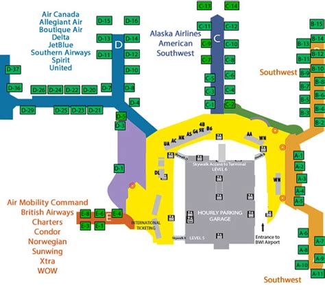 Bwi Airport Runway Map Baltimore Airport Map Guide To Bwis