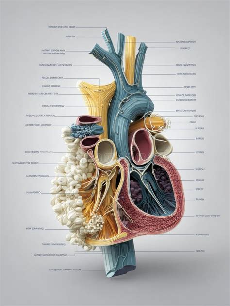 Stylized Anatomical Cross Section Illustrating Heart Structure With