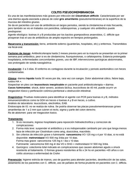 Colitis Pseudomembranosa Difficile Pdf