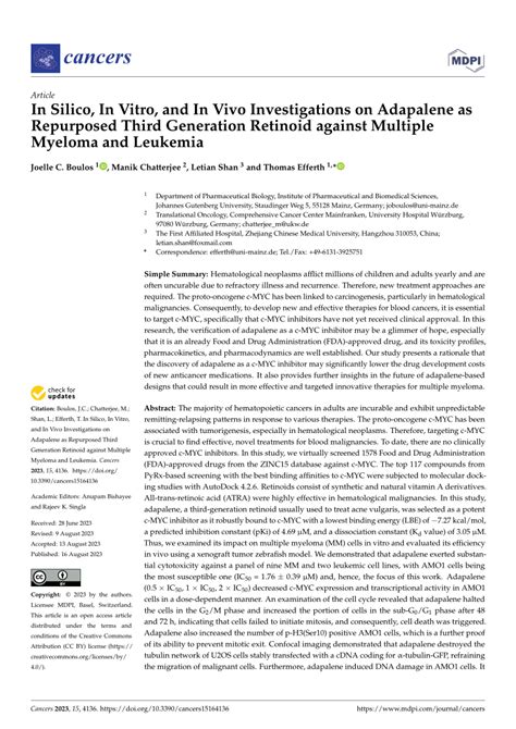 Pdf In Silico In Vitro And In Vivo Investigations On Adapalene As