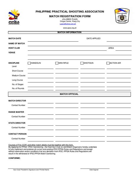 Ppsa Sanctioning Form 2019 Pdf Precision Sports Projectile Weapons