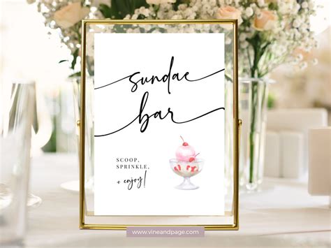 Sundae Bar Sign Editable Bar Sign Ice Cream Bar Sign Wedding Sign