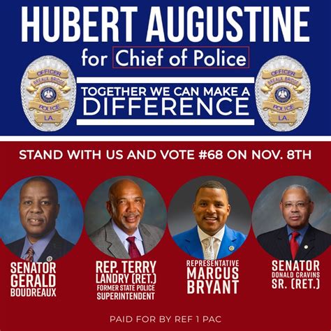 Hubert Augustine For Chief Of Police Gerald Boudreaux
