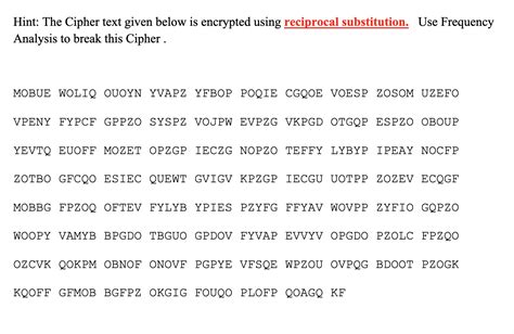Solved Hint The Cipher Text Given Below Is Encrypted Using