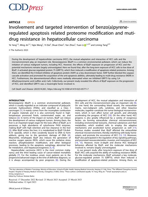 Pdf Involvement And Targeted Intervention Of Benzoapyrene Regulated