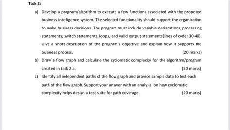 Solved Task 2 A Develop A Programalgorithm To Execute A