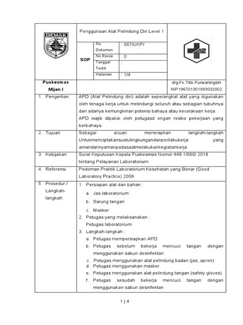 8128 Sop Penggunaan Apd Level 1 Pdf