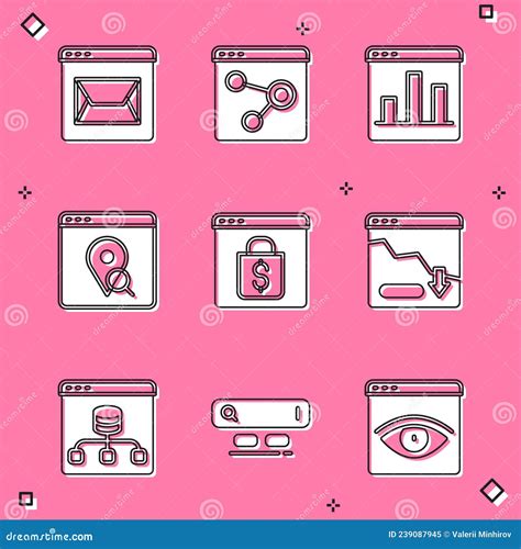 Set Website And Mail Browser Window Graph Chart Infographic Infographic Of City Map Online