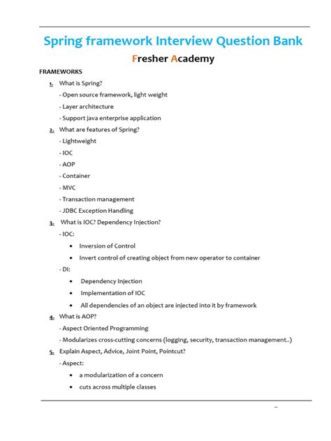 Fa Spring Framework Interview Question Bank V11 Pdf Spring