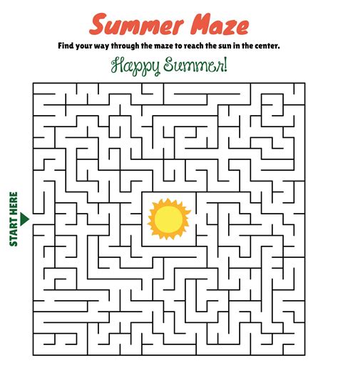 Summer Activities 4 Free Pdf Printables Printablee Maze Games For