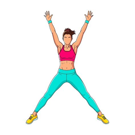 Woman Doing Jumping Jacks Exercise Premium Ai Generated Vector
