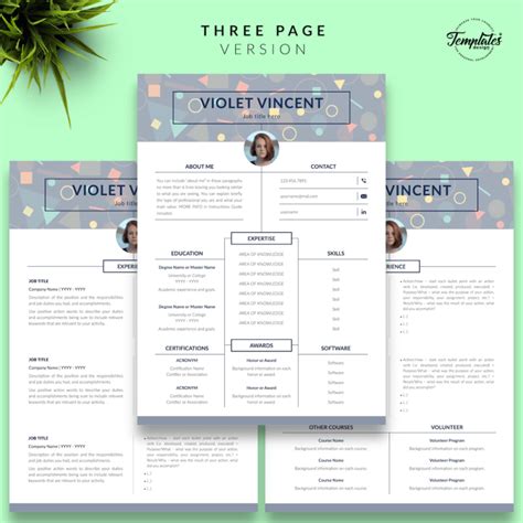 Geometric Pattern Resume Format Violet Vincent Templates Design Co