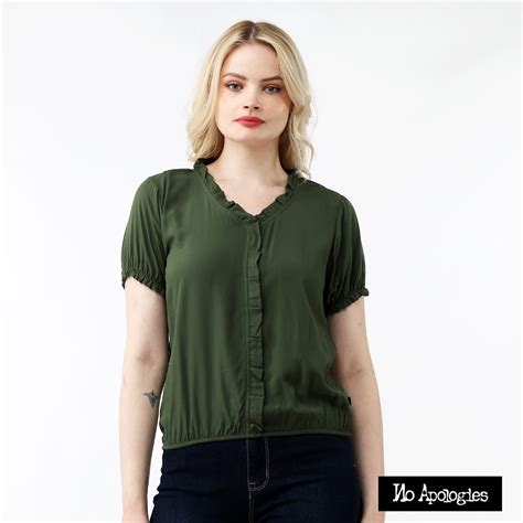 No Apologies Woven Plain Rayon Short Sleeves Blouse Nst04 0298 Shopee Philippines