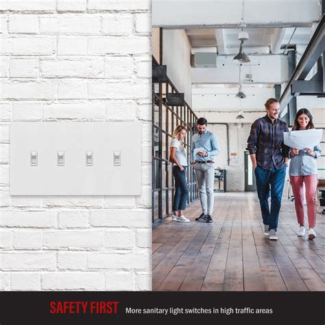 Antimicrobial Screwless Toggle Switch Cover Standard Size 4 Gang