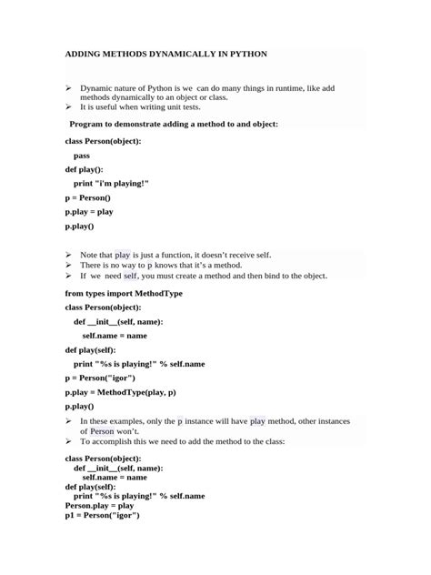 Adding Methods Dynamically In Python Pdf