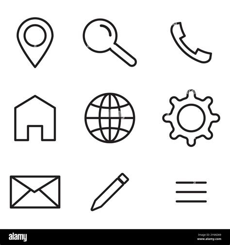 Set Of Basic User Interface Icons Including Location Pin Magnifying