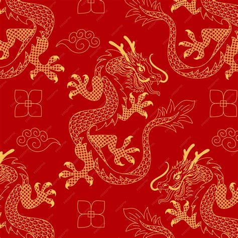 Free Vector Hand Drawn Chinese Dragon Pattern