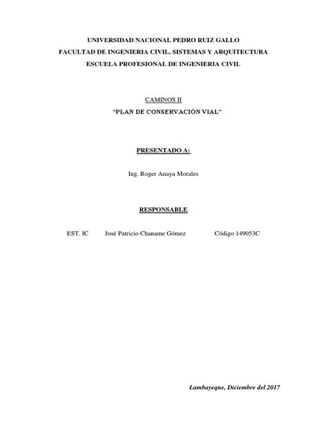Plan De Conservación Vial Pdf La Carretera Presupuesto