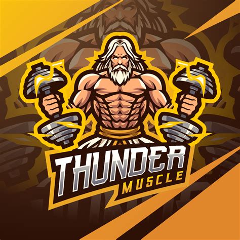 Zeus Thunder Musle Mascot Logo 15644134 Vector Art At Vecteezy