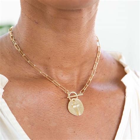 Cross Necklace With Decorative Toggle Clasp
