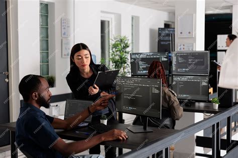 Premium Photo African American Web Developer Using Computer To Write