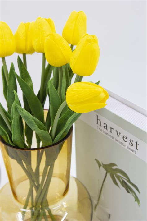 טוליפ מלאכותי אדוםסגולצהובורוד פרחים מלאכותים זרים יבשים אקססוריז לבית דקורדו