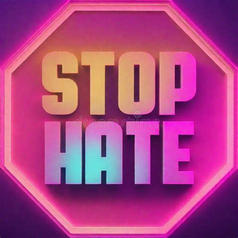 Stop Hate Logo In Oil Painting 3d Colorful Detailed Neon Stop Sign