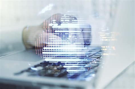 premium photo multi exposure of abstract programming language