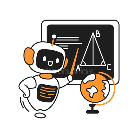 Cheerful Robot Teacher With Math Concept Illustration Stock Vector